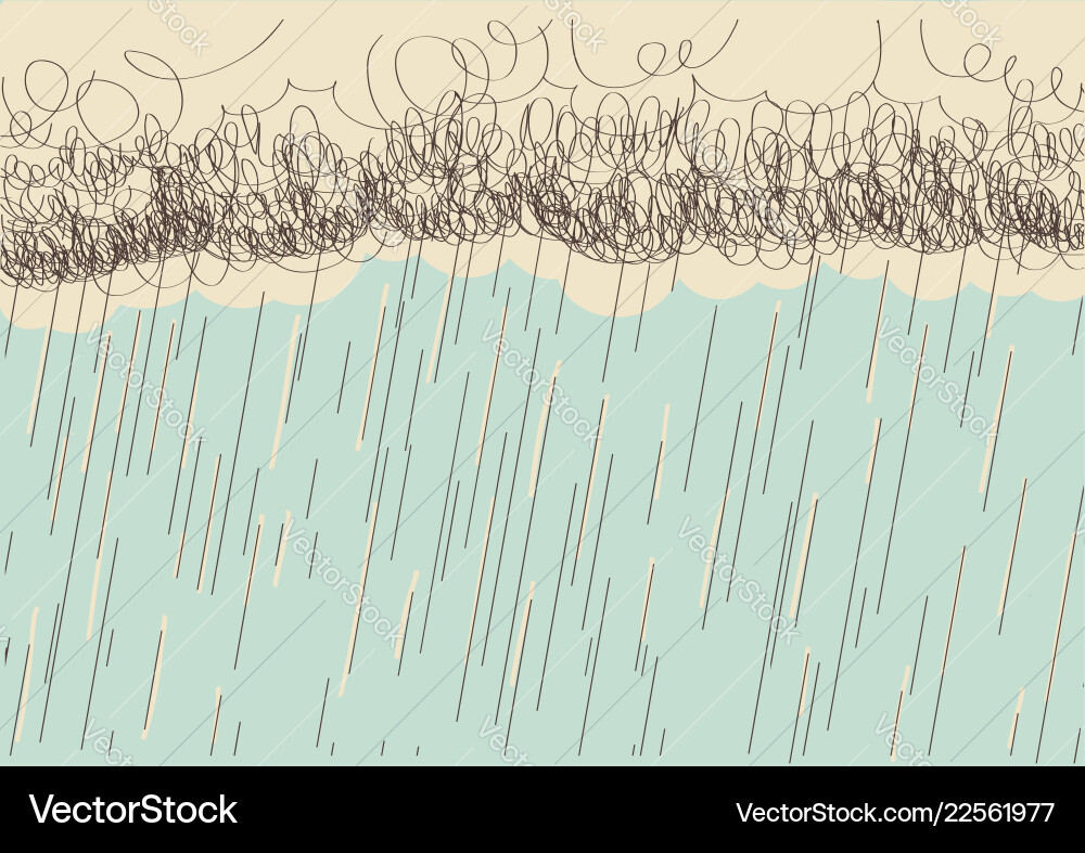 Rain hand drawn image with dark clouds in wet day Vector Image
