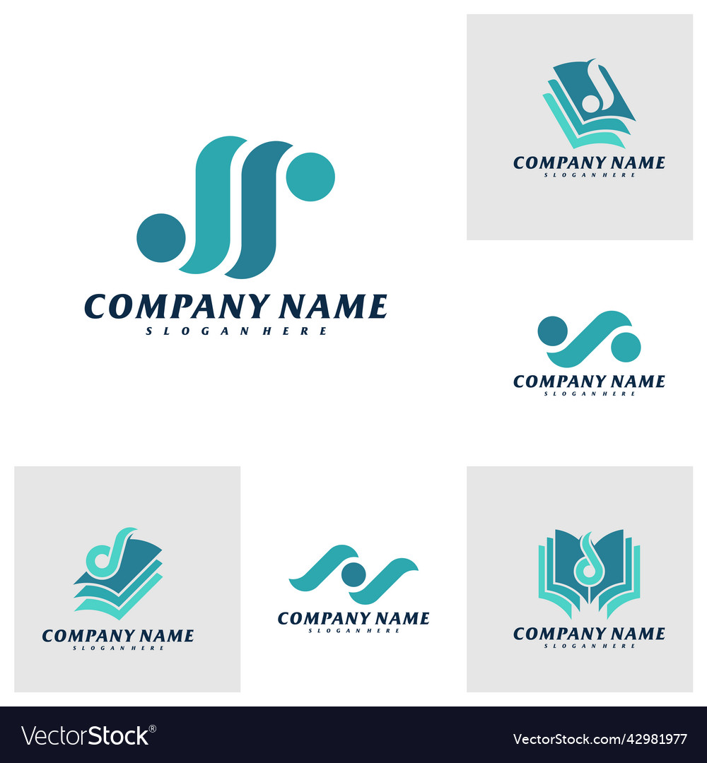 Set of letter js logo design template initial Vector Image