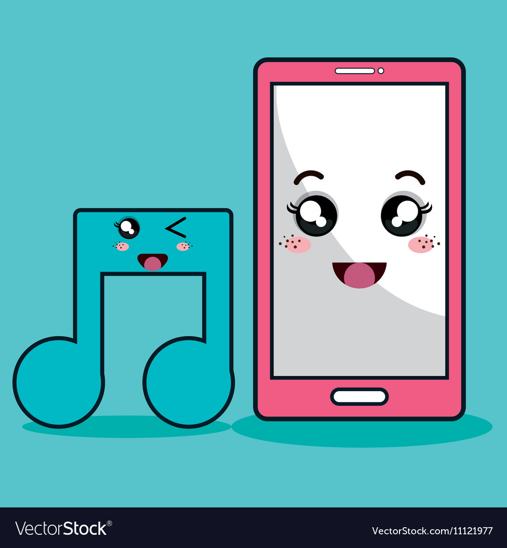 Smartphone character kawaii style Royalty Free Vector Image