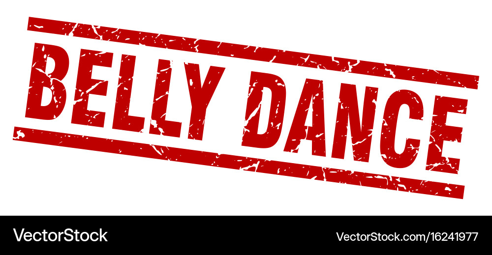 Square grunge red belly dance stamp Royalty Free Vector