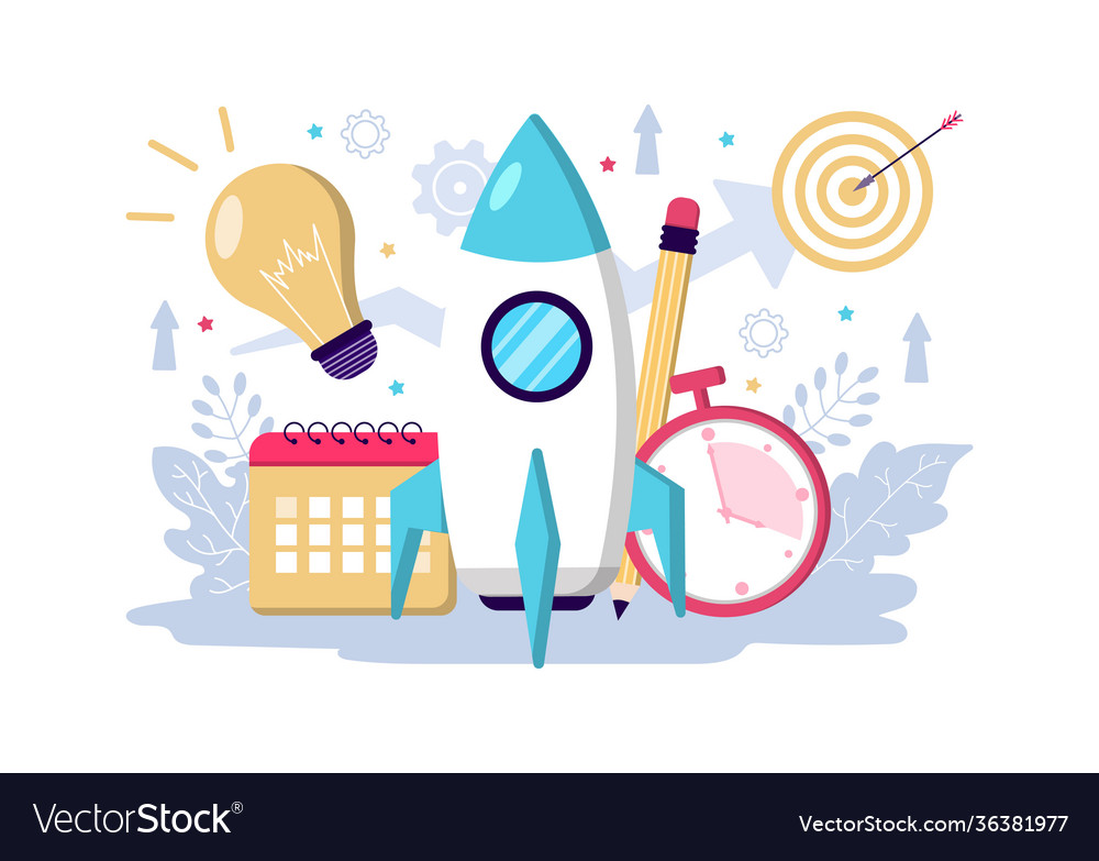Startup flat business development process Vector Image