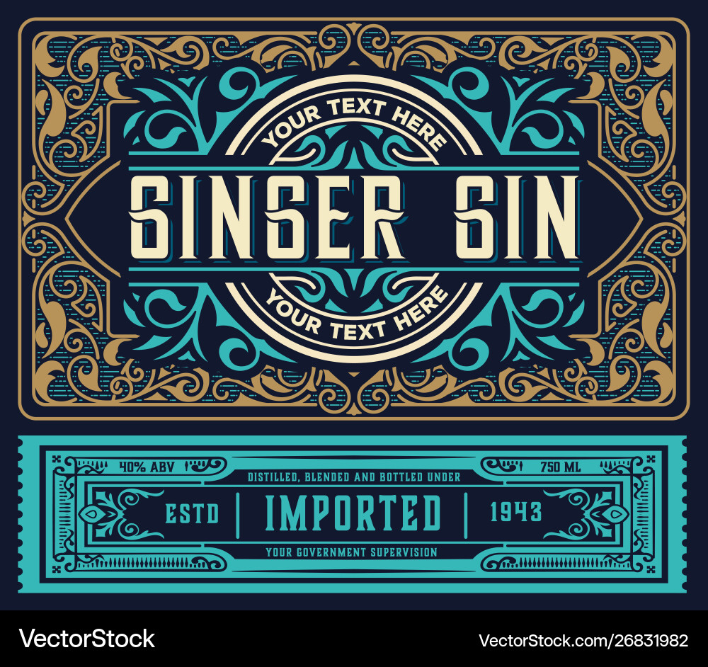 Antique label with floral details Royalty Free Vector Image