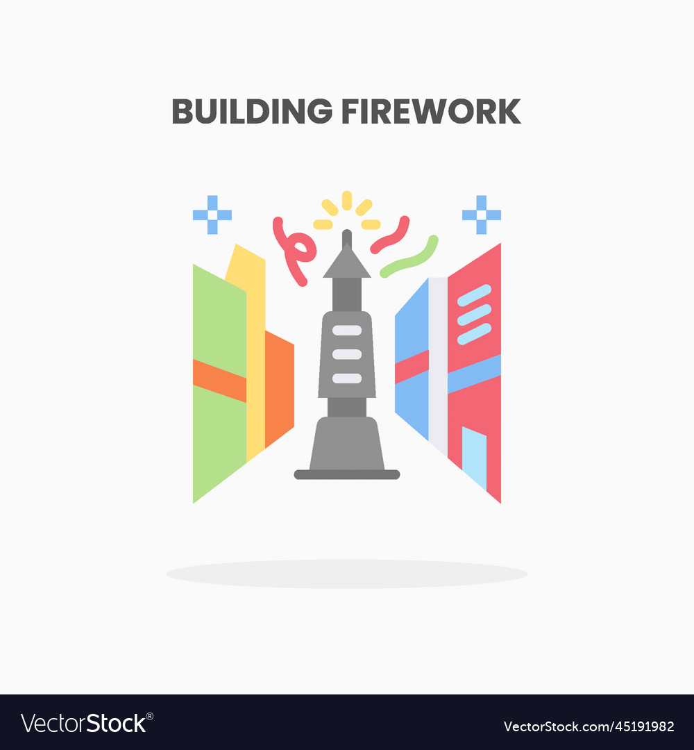 Building firework icon flat Royalty Free Vector Image