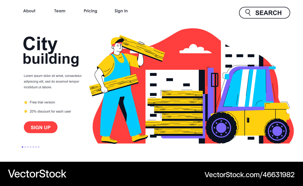 City building concept for landing page template Vector Image