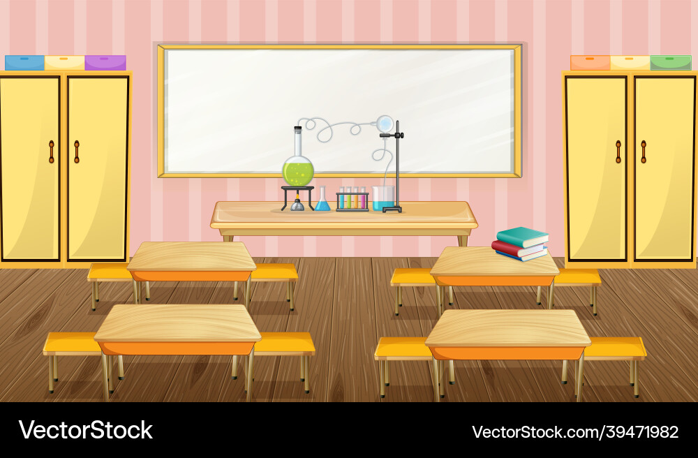 Classroom interior design with furniture Vector Image