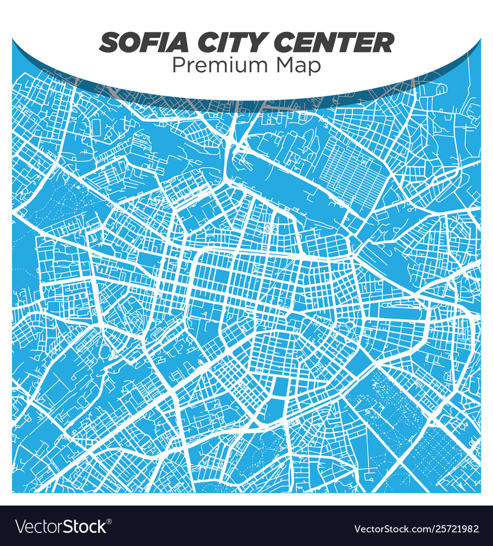 Creative flat map sofia city center on light Vector Image