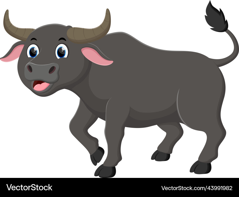 Cute buffalo cartoon isolated on white background Vector Image