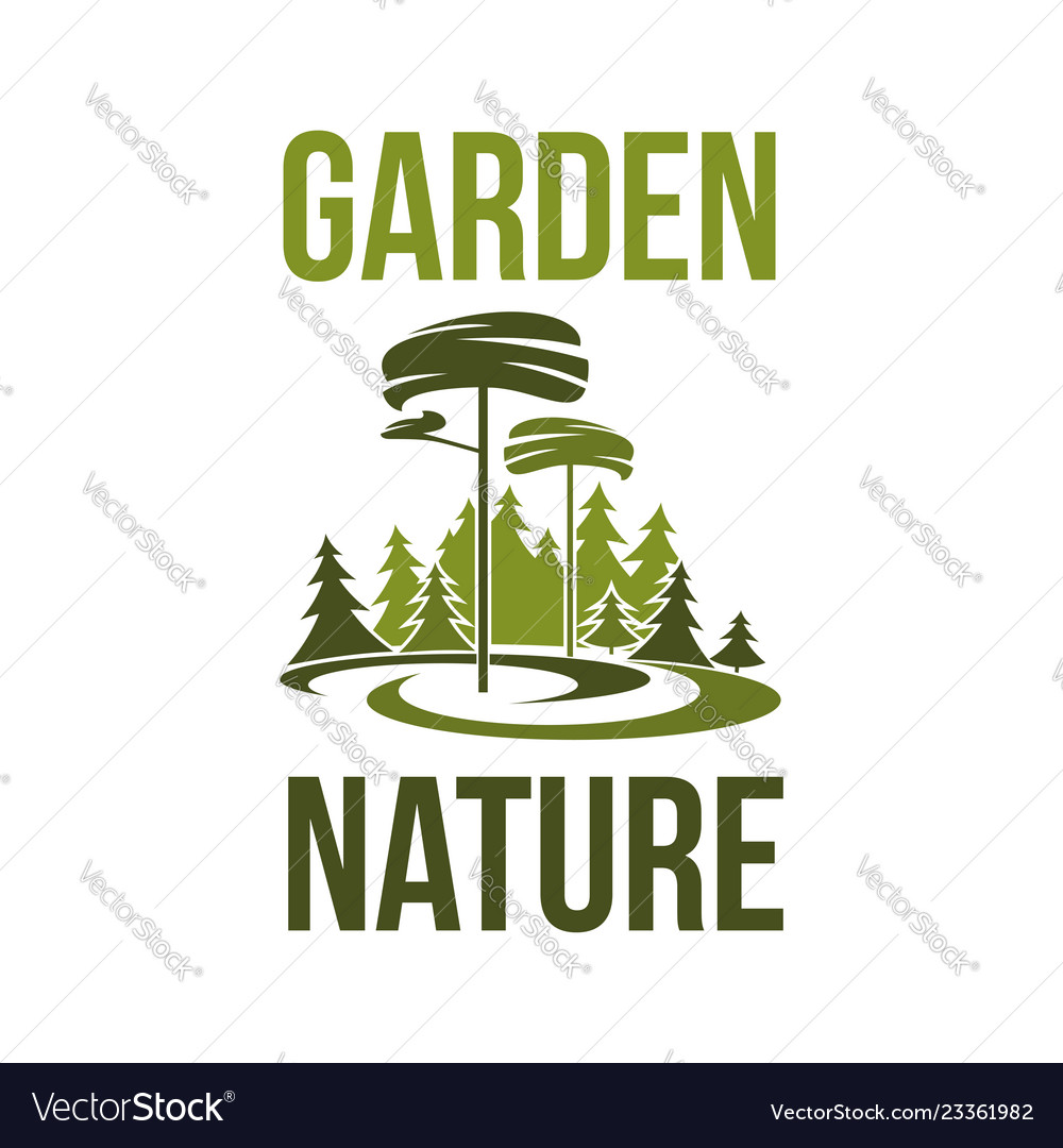 Green forest trees icon for garden ecology Vector Image
