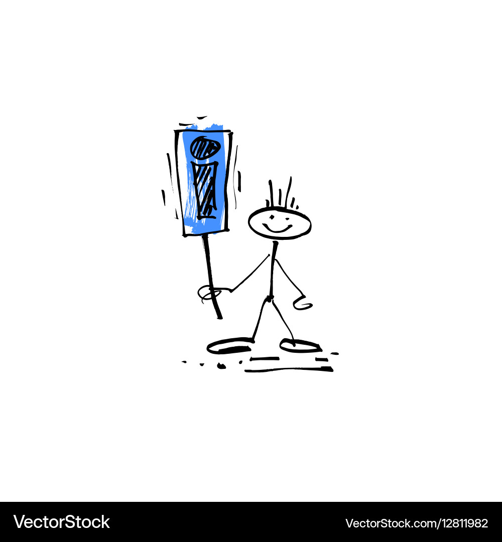 Hand drawing sketch human smile stick figure Vector Image