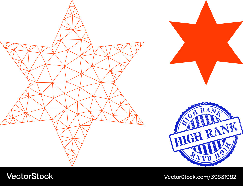High rank grunge seal and web mesh six pointed Vector Image