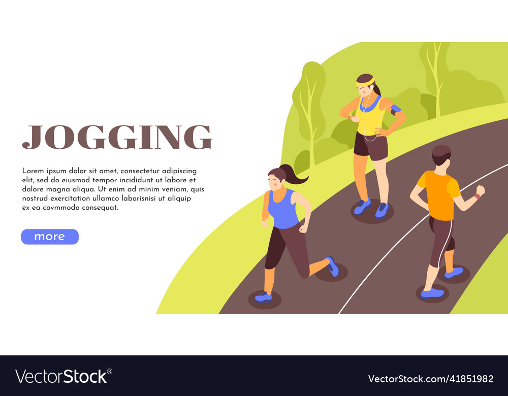 Jogging website isometric background Royalty Free Vector
