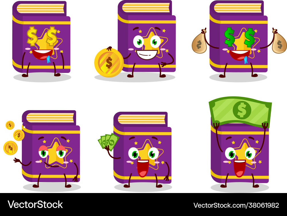 Magic book cartoon character with cute emoticon Vector Image