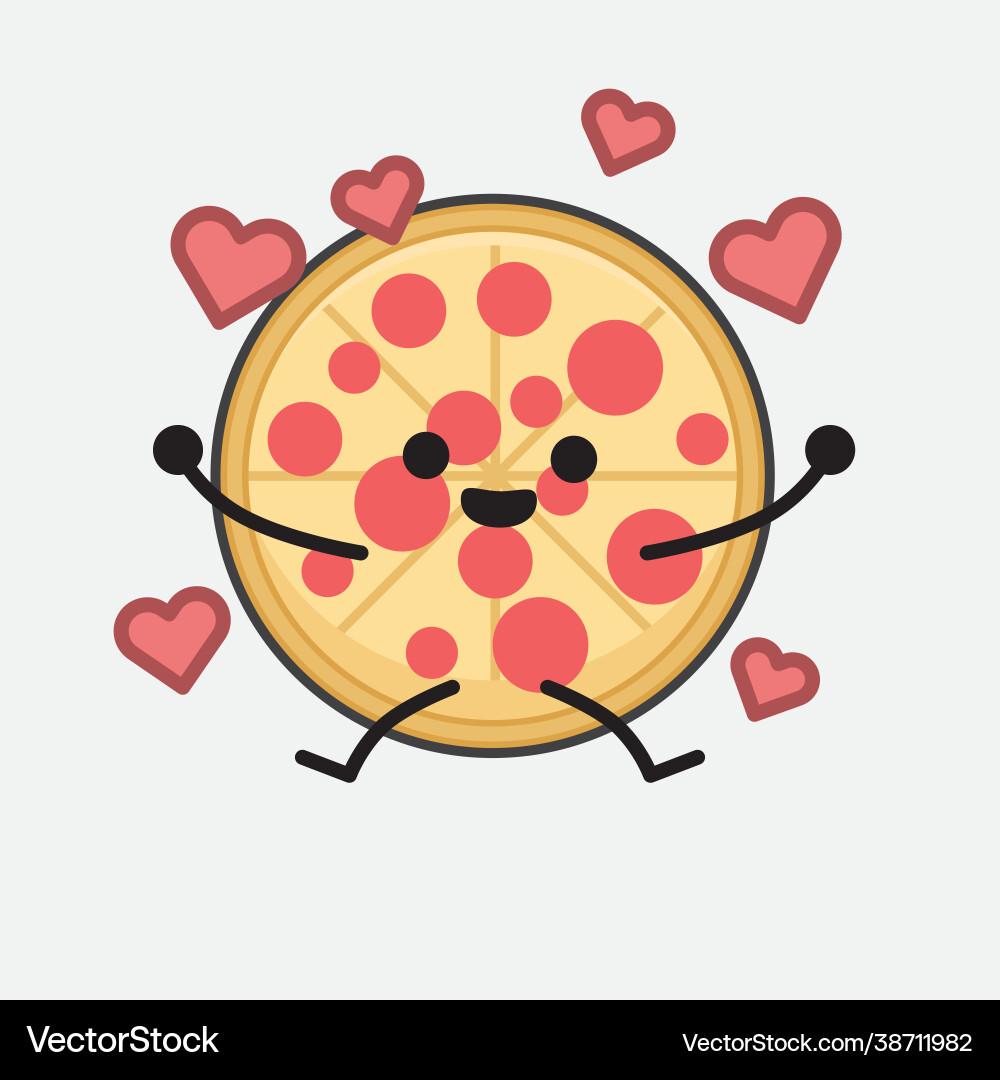 Pizza character with cute face and simple body Vector Image