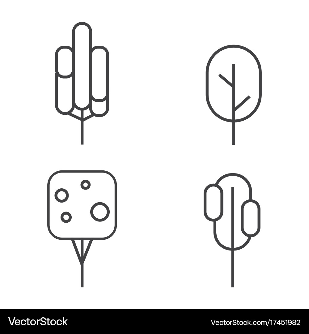 Set of line trees forest creative icons Royalty Free Vector