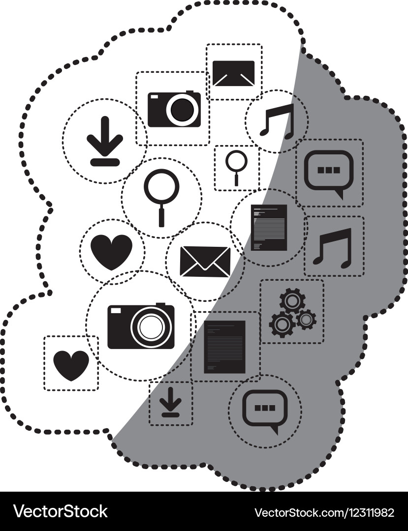 Social media and multimedia icon set design Vector Image