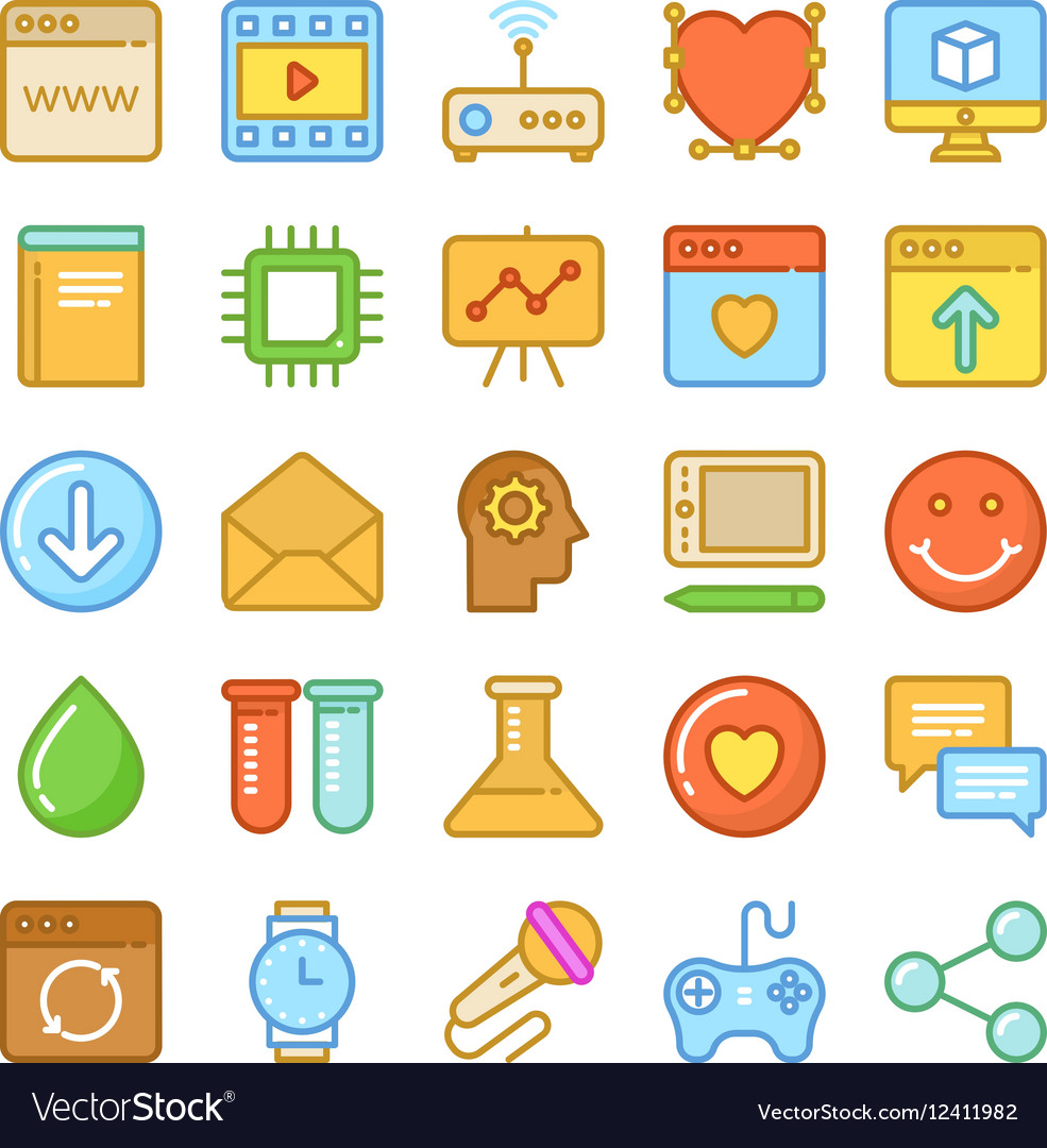 Web design and development colored icons 8 Vector Image