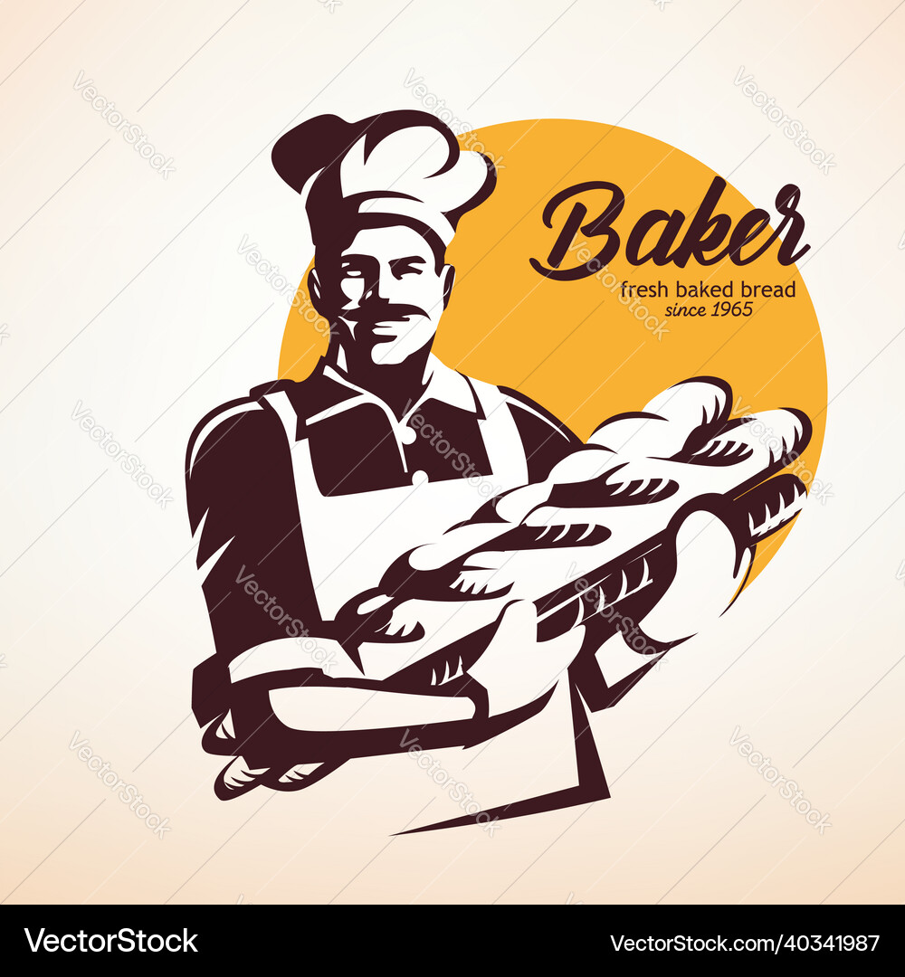 Baker stylized symbol bakery shop logo or emblem Vector Image