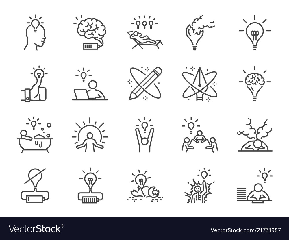 Creativity icon set Royalty Free Vector Image - VectorStock