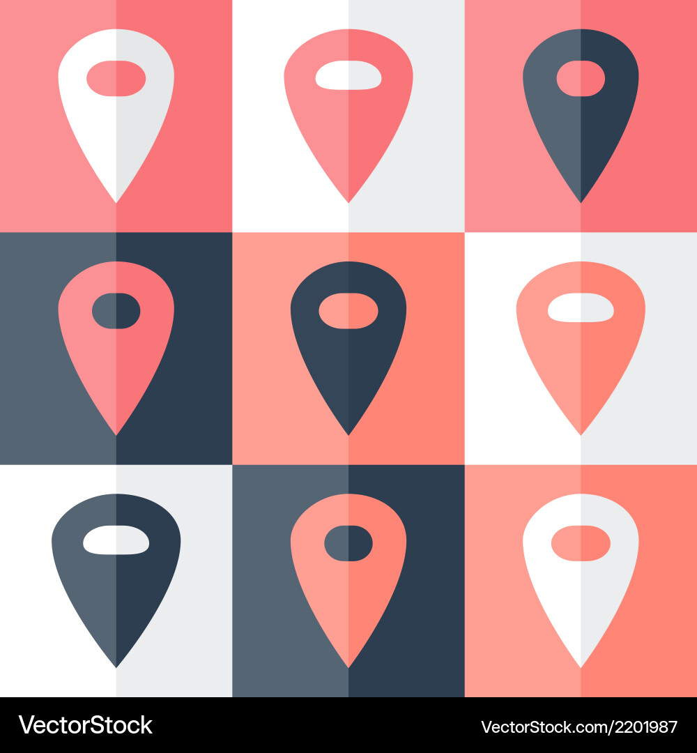 Flat blue pink pin icon set Royalty Free Vector Image