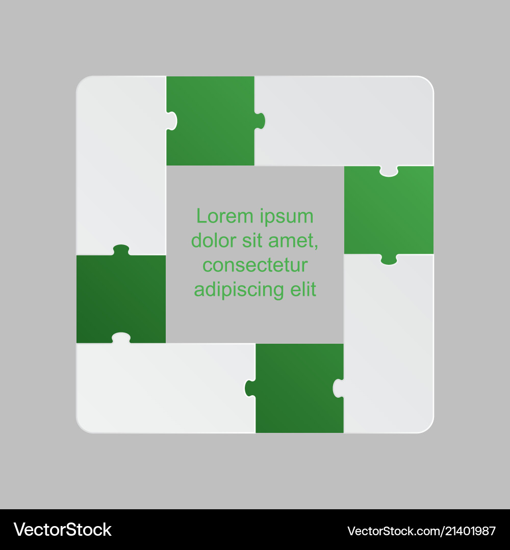 Four green pieces puzzle infographic 4 steps Vector Image