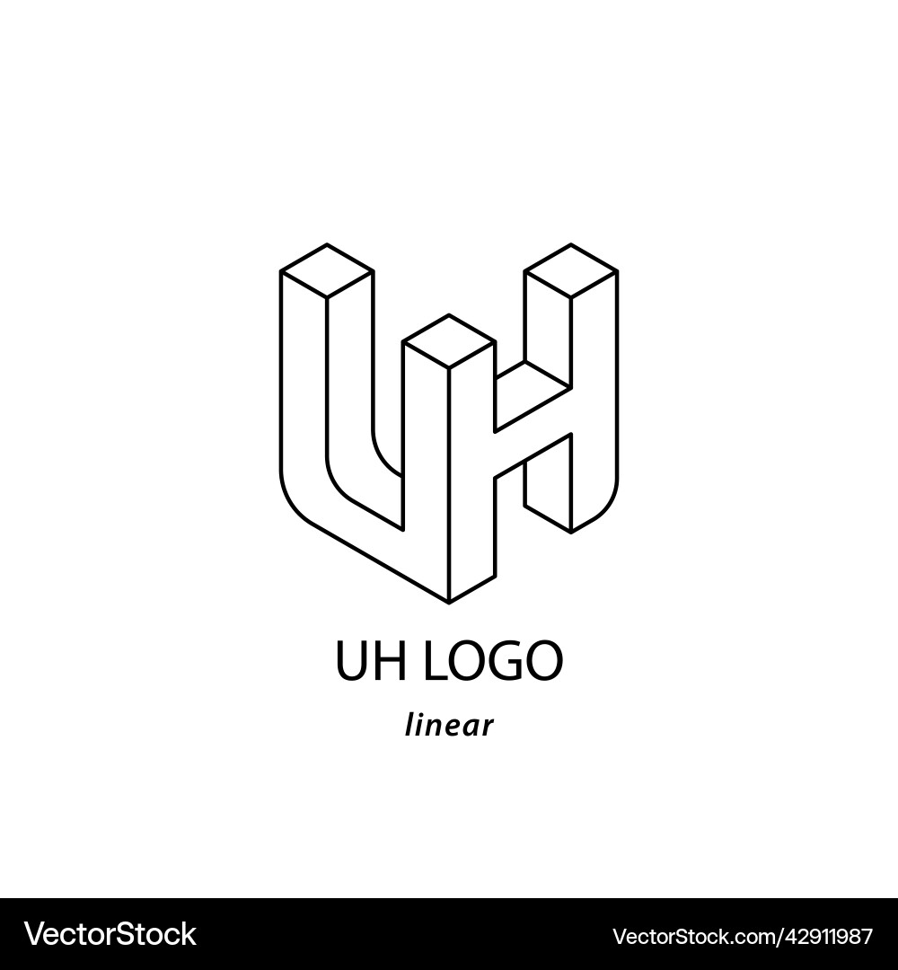 Isometric letters u and h logo template Royalty Free Vector