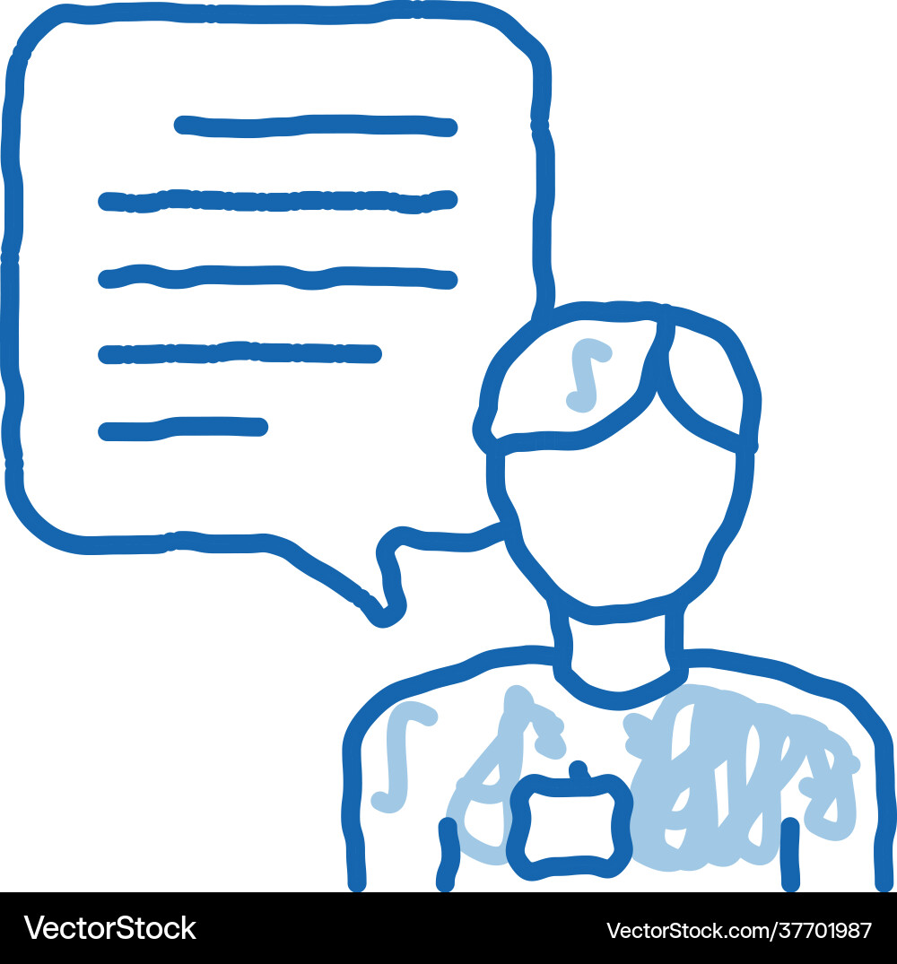 Male worker talk doodle icon hand drawn Royalty Free Vector