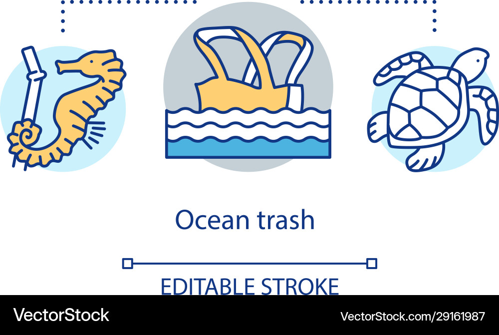 Ocean trash concept icon marine debris waterborne Vector Image