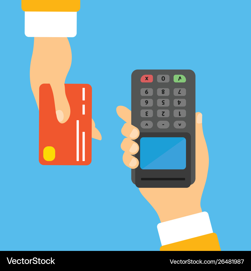 Payment machine and credit card banner Royalty Free Vector