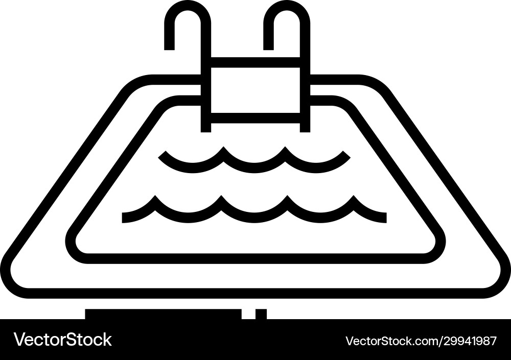 Swimming pool line icon concept sign outline Vector Image