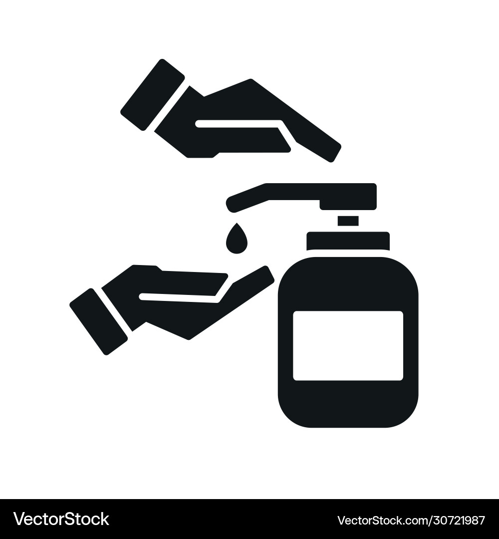 Washing hands with sanitizer liquid soap Vector Image