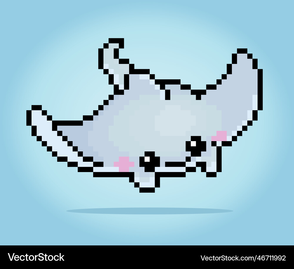 8 bit pixel a stingray fish animal for game Vector Image