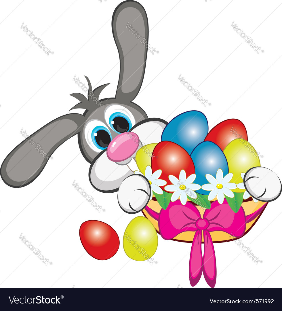 Bunny with easter eggs Royalty Free Vector Image
