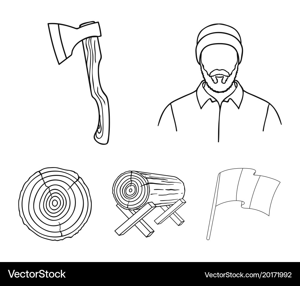 Carpenter log on supports ax cut logs sawmill Vector Image