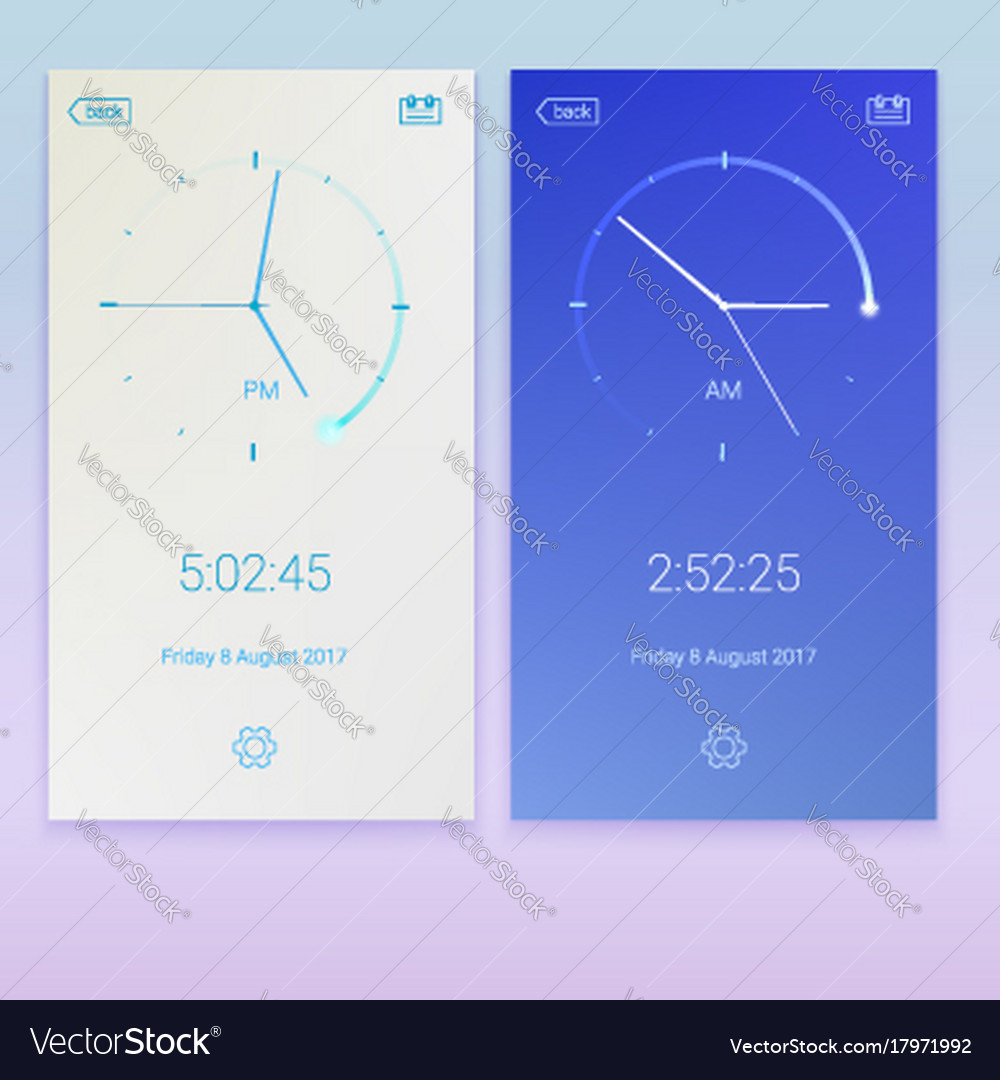 Clock application concept ui design day and Vector Image