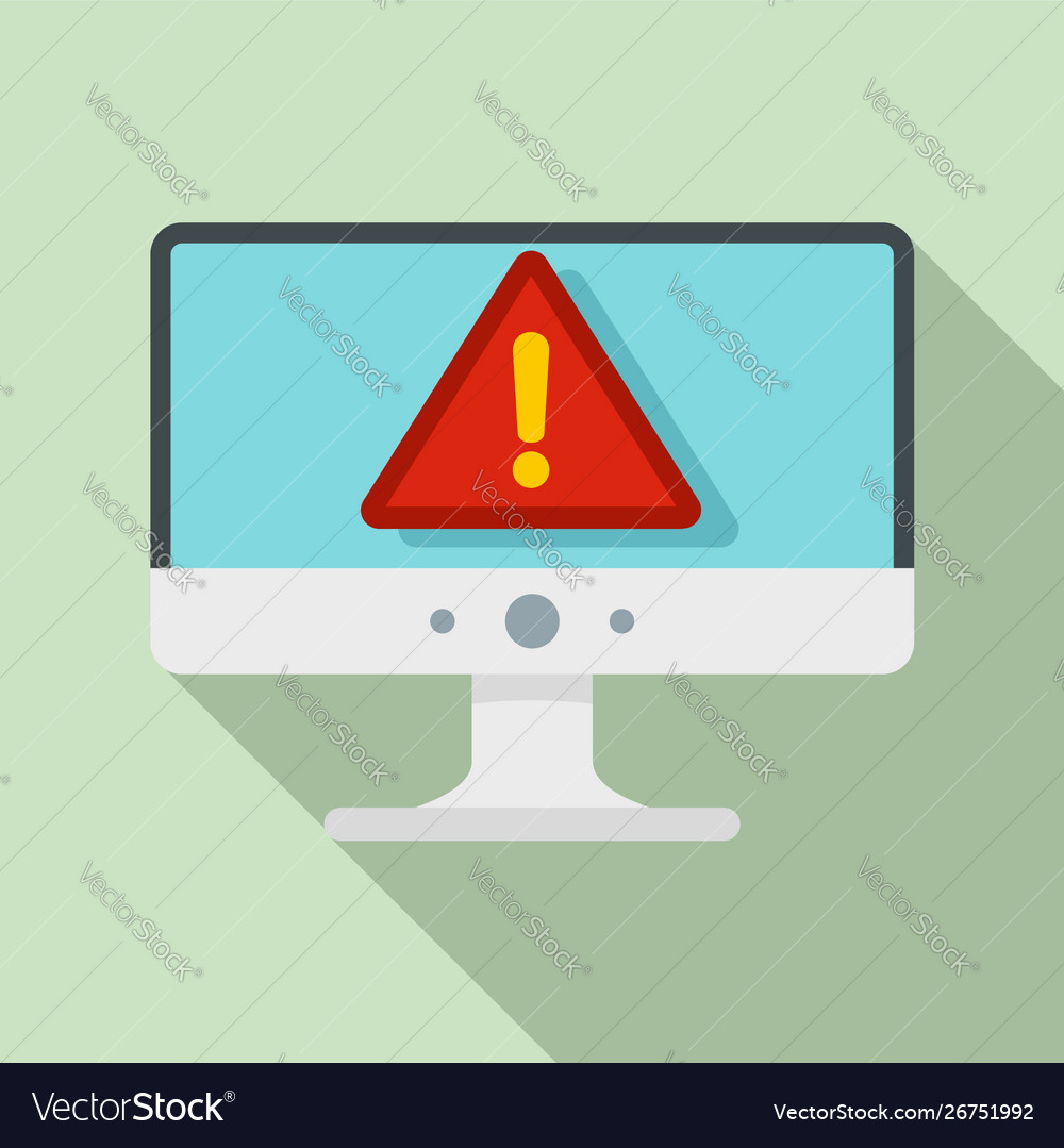 Computer security alert icon flat style Royalty Free Vector