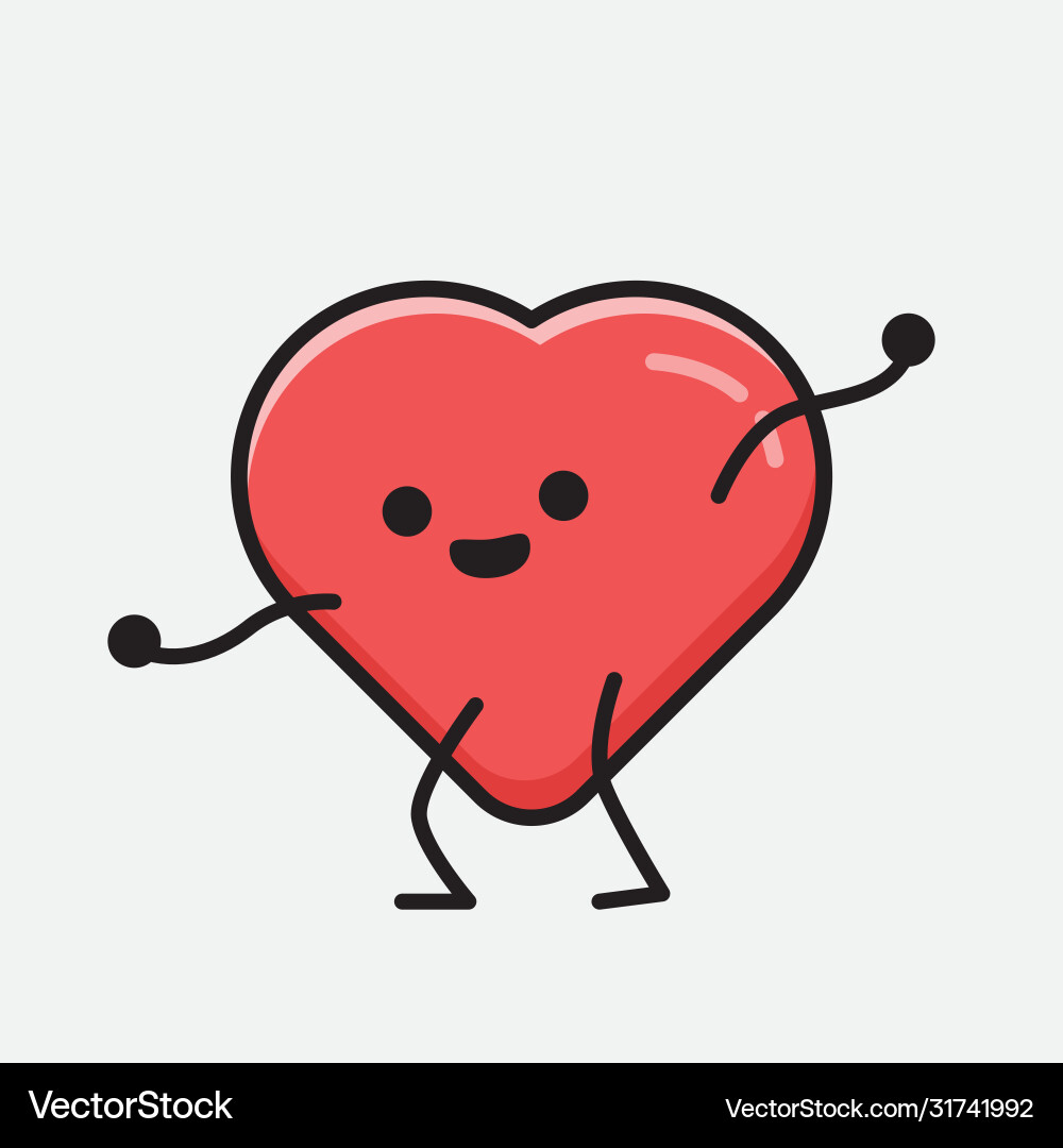 Cute red heart mascot character in flat design Vector Image