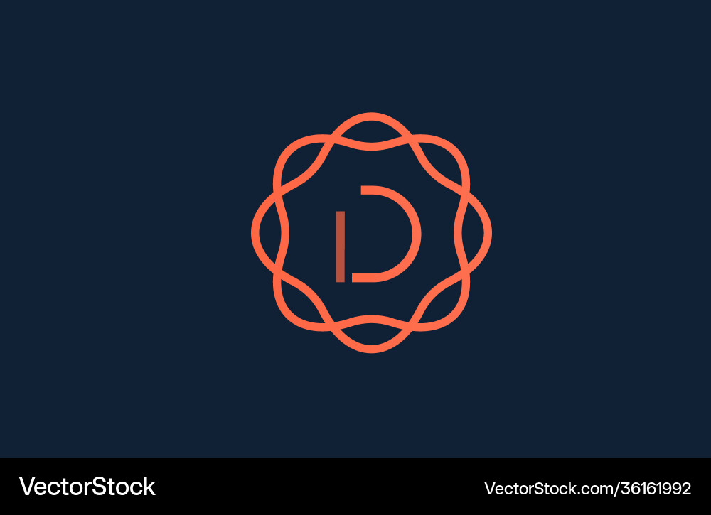 D orange monogram floral alphabet letter logo Vector Image