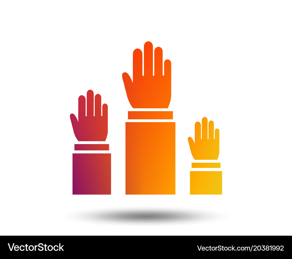 Election or voting sign icon hands raised up Vector Image