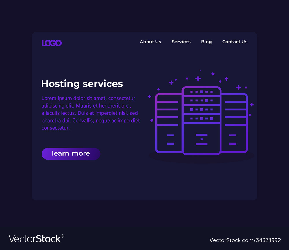 Hosting services website template Royalty Free Vector Image