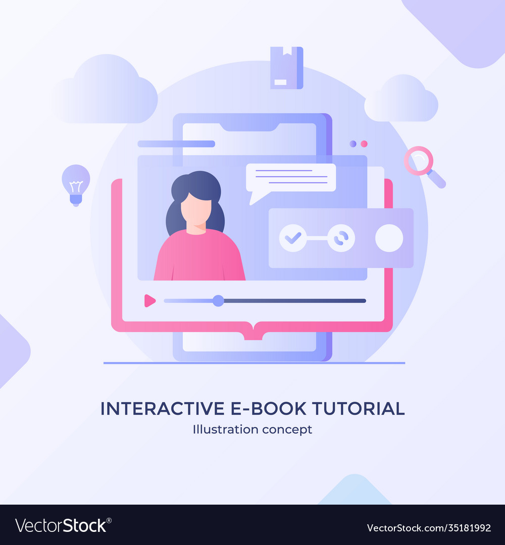 Interactive e-book tutorial technology digital Vector Image