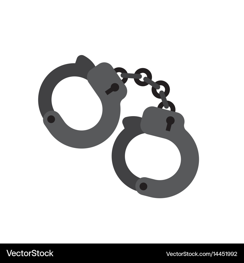 Metal police handcuffs flat Royalty Free Vector Image