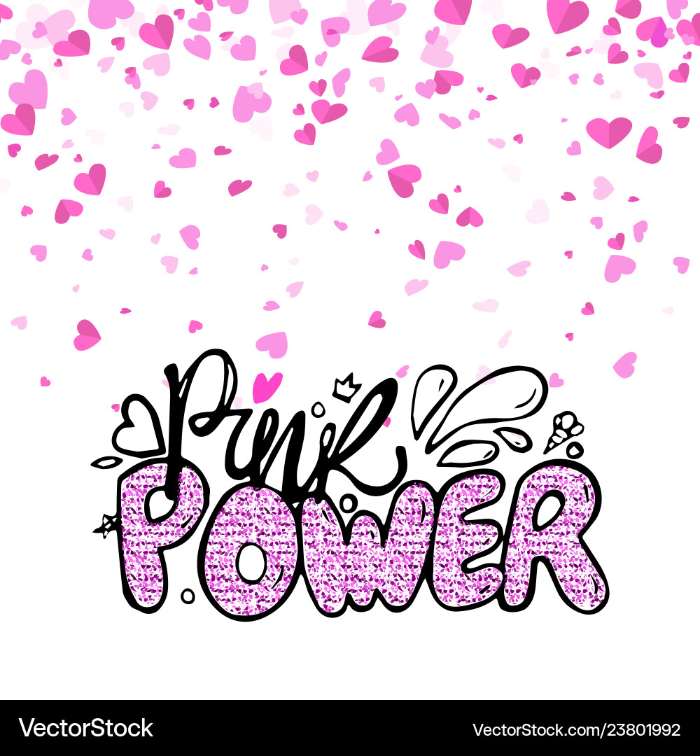 Pink power creative colorful inscription Vector Image