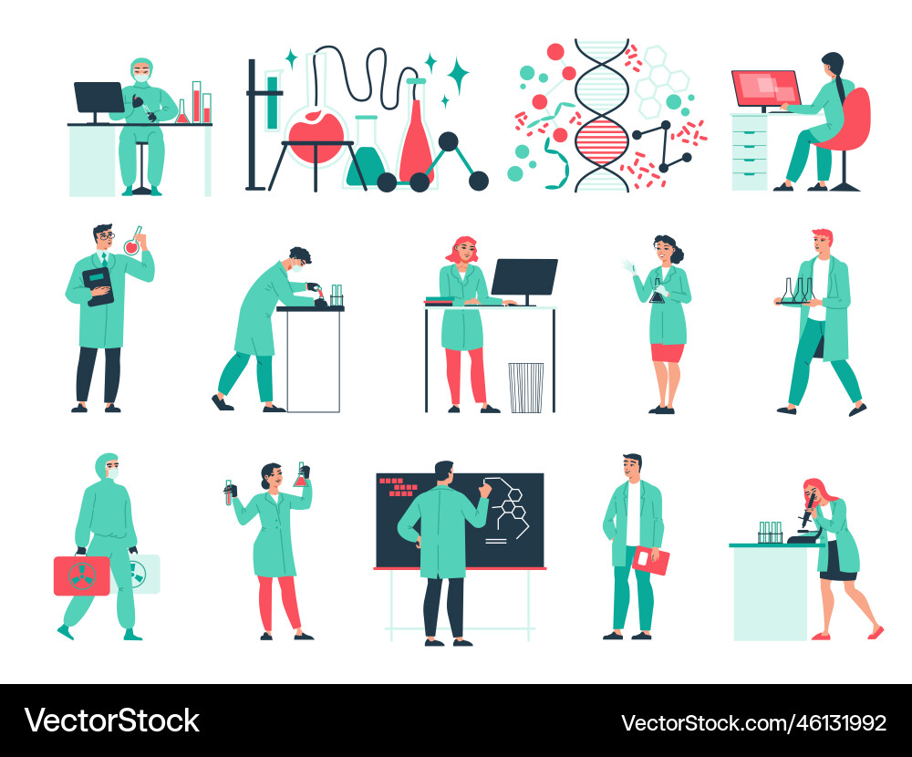 Scientist laboratory set Royalty Free Vector Image
