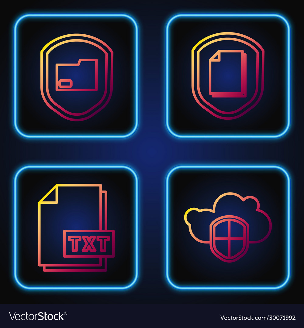 Set line cloud and shield txt file document Vector Image