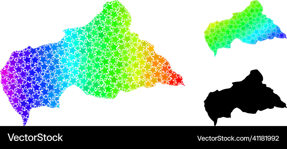 Spectrum gradient star mosaic map of central Vector Image