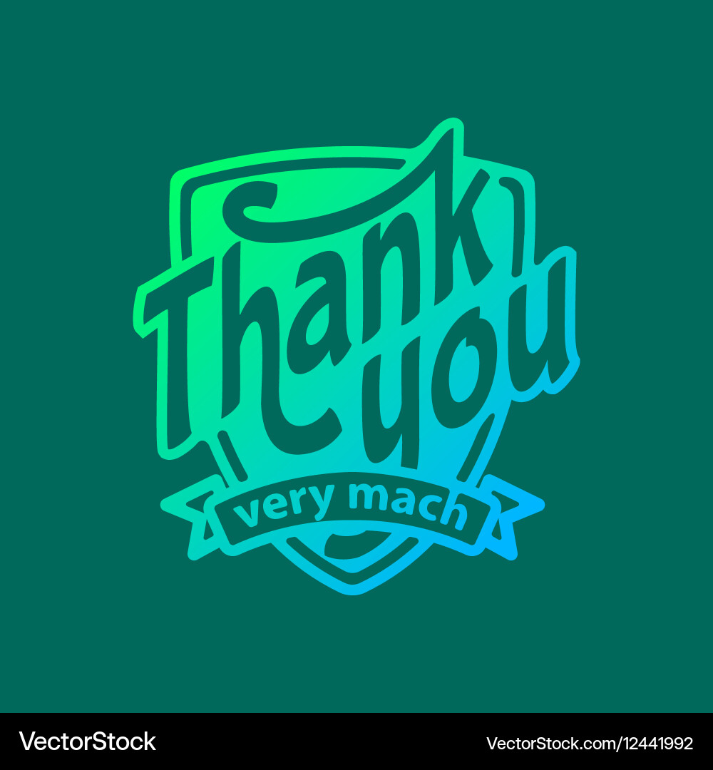 Thank you text lettering logo badge Royalty Free Vector