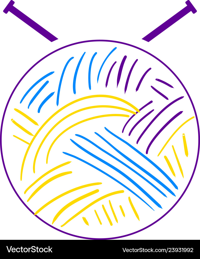Yarn and knitting needles logo for craft related Vector Image