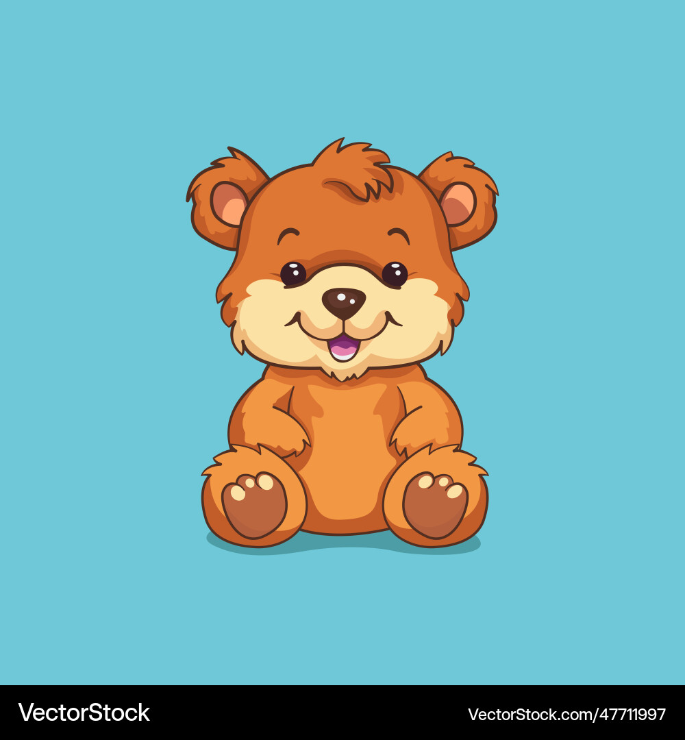 A charming 2d featuring an adorable bear with big Vector Image