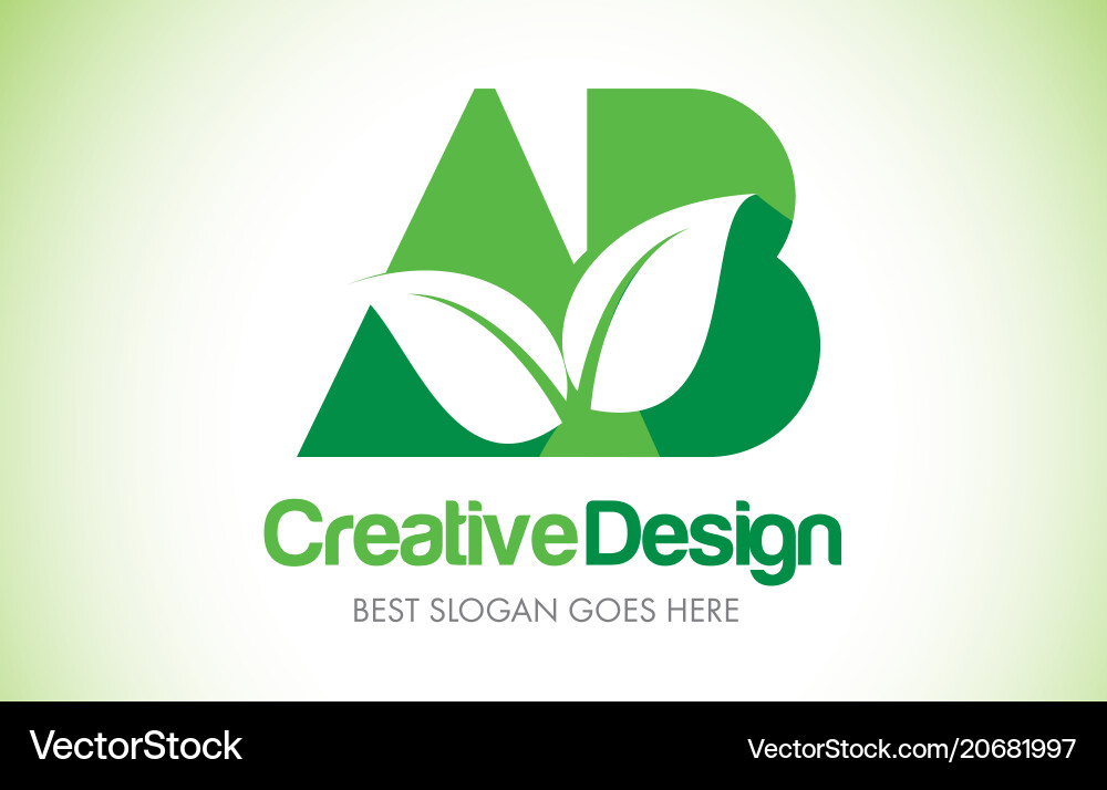 Ab green leaf letter design logo eco bio leaf Vector Image