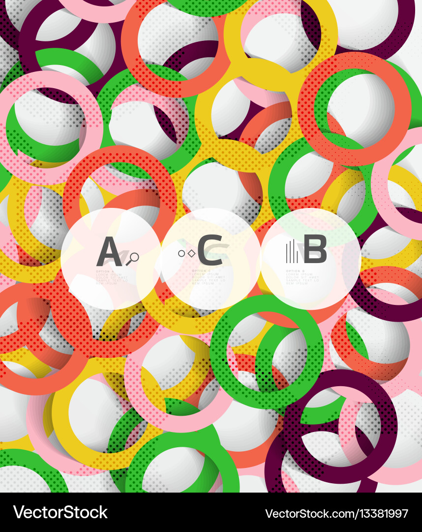 Color rings with shadows on gray abstract Vector Image